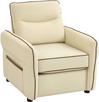 HOMCOM Fauteuil de Salon avec Rembourrage &eacute;pais, Assise Large et Profonde, Mousse Haute r&eacute;silience, Fauteuil de Chambre avec accoudoirs, Poches lat&eacute;rales, Cu