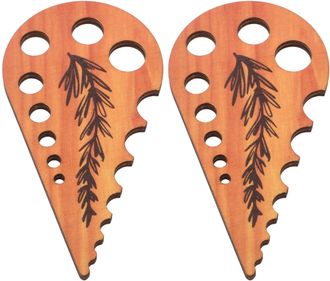 Healifty 2-teiliger Kräuterschäler: Ergonomischer Kräuterschäler mit 8 Schlitzen - Holzschälwerkzeug für Grünkohl, Basilikum und Rosmarin - Rustikales Küchenwe