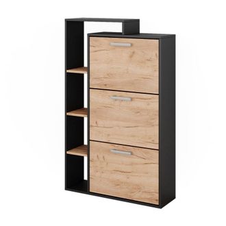Vicco Meuble &agrave; chaussure Orlando, Ch&ecirc;ne de force dor&eacute;, 80x128.3cm avec 3 compartiments