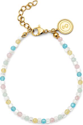 Singularu Armband Nacary. Edelstahl mit 18K vergoldung und Perlmutt. Schmuck f&uuml;r Damen