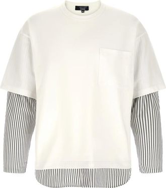 Comme Des Gar&ccedil;ons Homme, Tops, Blanc, Taille: M T-shirt avec empi&egrave;cements chemise