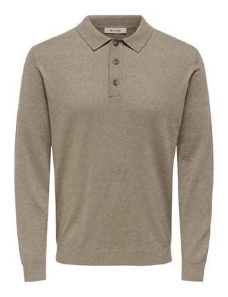 Only & Sons Onsloui Reg 12 Ls Mel Polo Knit, Desert Taupe, M