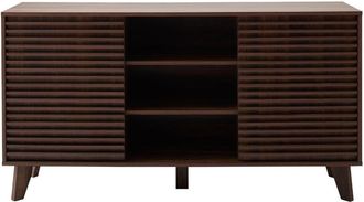 Calicosy Anrichte mit 2 Schiebet&uuml;ren in Holzoptik, geriffelt, dunkles Nussbaum-Dekor, Kollektion Fribourg, Aufbewahrungsm&ouml;bel, Wohnzimmer, Esszimmer, L 140 x T