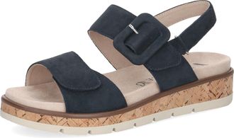 Caprice Damen Sandalen flach aus Leder mit Plateau, Blau (Ocean Suede), 38 EU