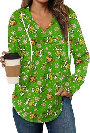 Generic Le Grinch Sweat A Capuche Femme Sweatshirts Sweet Costume De Pull Oversize Noel Pilou The 2025 Pulls Hiver Vetement Deguisement Femmes Chaud Plaid Moc
