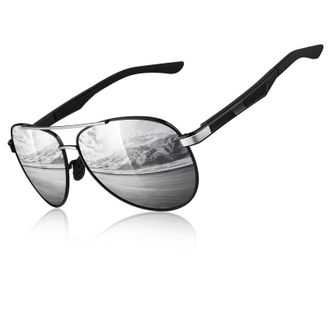 CGID Sonnenbrille Herren Pilotenbrille Polarisiert Al-Mg Metallrahmen Fliegerbrille UV400 Schutz CAT3 CE Fahren Angeln mit Lederetui