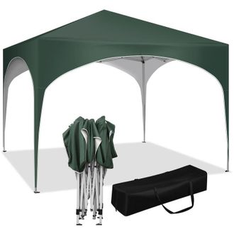 Woltu Woltu - Tonnelle de Jardin 3x3m Tente de F&ecirc;te avec Toit en Demi-Cercle, Pliable Imperm&eacute;able, Pieds R&eacute;glables, Vert