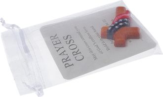 Artibetter Kleiner Taschenkreuz aus Eichenholz mit US Flagge Christliches Gebetskreuz Satz mit Beutel und Segenskarte Handliches Andenken f&uuml;r Taufe Erstkommunion