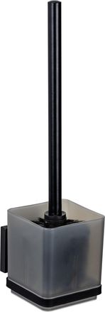 WENKO WC-Garnitur Mod. Quadro hochwertiger Kunststoff-Bürstenbehälter mit robuster Edelstahl-Halterung inklusive Toilettenbürste ohne Bohren Farbe Schwarz