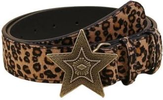 Generic Ceinture Cummerbund Femme Crin de Cheval Ceinture avec Motif Léopard Boucle en Métal Or Rose Femmes PU Ceintures, café, 110 cm