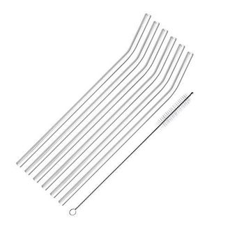 Westmark 6 Glas-Trinkhalme, gebogen, inkl. 1 Reinigungsb&uuml;rstchen, transparent, L&auml;nge: 20 cm, &oslash; 0,8 cm, Borosilikatglas, Glas Knick, Klar, 62642260