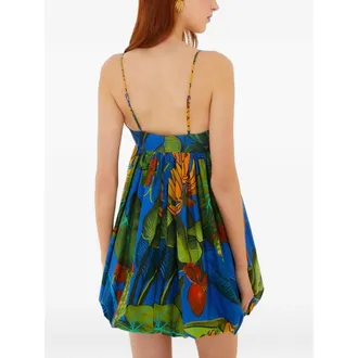 Farm Rio Cotton Bubble Hem Dress - Blue