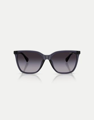 Ralph Lauren quadratische Sonnenbrille mit violettem Glas in gl&auml;nzend transparentem Violett-Lila