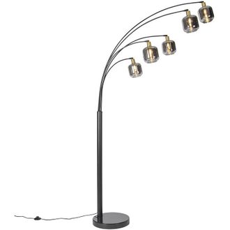 QAZQA Zuzanna - Lampadaire - 5 lumi&egrave;re - h 221 cm - Noir et Or - Moderne - &eacute;clairage int&eacute;rieur - Salon i Chambre i Cuisine i Salle &agrave; manger - Qazqa