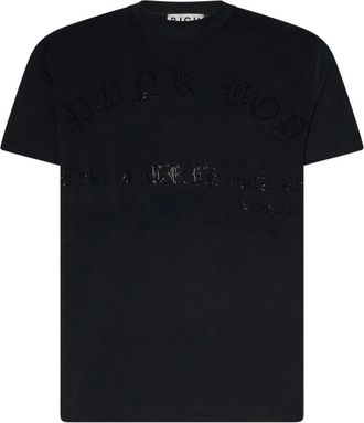 John Richmond Homme, Tops, Noir, Taille: XL T-shirt Logo Ton sur Ton