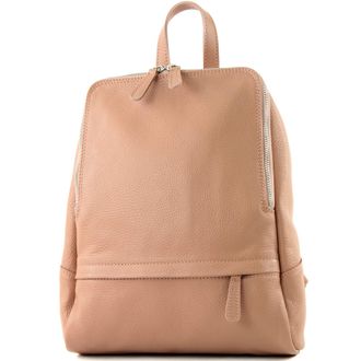 modamoda.de T138 Damen Leder Rucksack Handtasche handmade in Italy, Farbe:Rosabeige dunkel