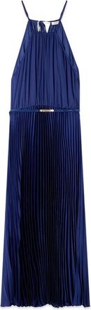 Oltre Femme, Robes, Bleu, Taille: 42 FR Robe midi pliss&eacute;e en satin