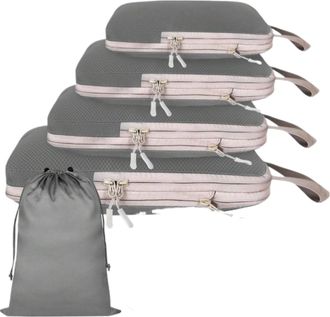 Generic Set5/6 St&uuml;ck komprimierbare Verpackung, Reise-Aufbewahrungstasche, W&uuml;rfel, wasserdichter Koffer, Nylon, tragbar, mit Handtasche, Gep&auml;ck-Organizer(5 pc