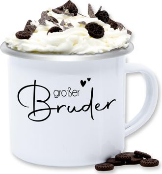 Shirtracer Emaille Tasse Blechtasse - Tassen - Großer Bruder - Big Brother - 300 ml - Weiß Silber - große brüder becher bruder geschenk für großen grosser größer