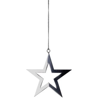 Fink silberner Stern Deko Anh&auml;nger 15x15 cm Edelstahl als Fensterschmuck & Baumdeko