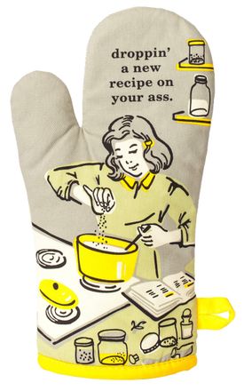 Blue Q (Droppin A New Recipe On Your A-s.) - Blue Q Oven Mitt Droppin a New Recipe, Grey/Yellow, One Size