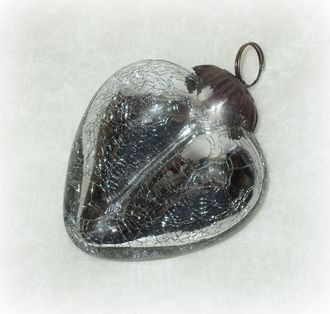 MBR Dekohänger Herz aus Glas antiksilber 9 cm