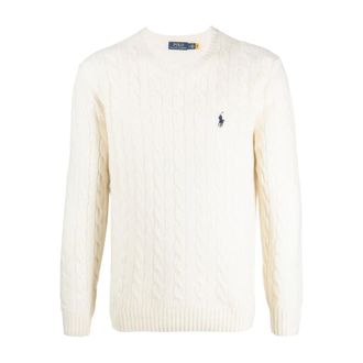 Polo Ralph Lauren Homme, Pulls, Blanc, Taille: L Pull &agrave; col rond en maille torsad&eacute;e
