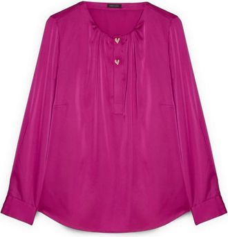 Fiorella Rubino Femme, Blouses et Chemises, Rose, Taille: 46 FR Blouse en satin avec boutons en forme de coeur