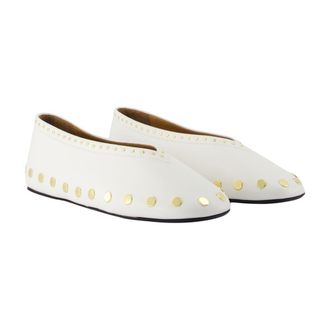 Ganni Womens Jenny Flat White Cotton