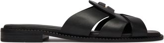 Tommy Hilfiger Pantoletten Tommy Hilfiger Leather Crest Square Toe Sandals FW0FW09126 Schwarz