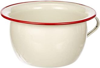 Ibili Chamber Pot 3,5 l of Enamelled Steel in White/red, 24 x 24 x 5 cm