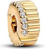 Pandora Moments 764078C01 Breloque à clip en argent sterling avec alliage plaqué or 14 carats et zircone