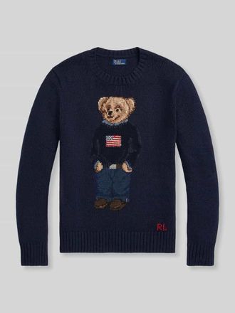 Polo Ralph Lauren Regular Fit Pullover aus Baumwoll-Leinen-Mix mit Polo-Bear-Stitching