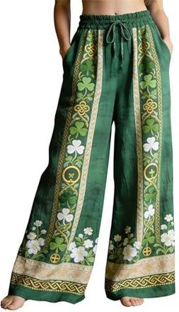 Generic HUIFUAO Pantalon de la Saint-Patrick pour femme - Pantalon tr&egrave;fle amusant - Costume irlandais de la St Paddys Day - Pantalon de tr&egrave;fle irlandais - Tai