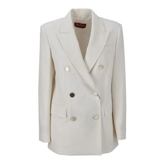 Max Mara Satin Wollkomfortjacke - - Jackets - Damen - Wei&szlig; - M