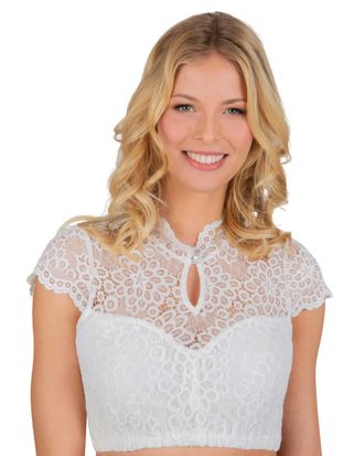 Stockerpoint Dirndlbluse Daisy I Größe 32-48 I Damen Bluse in elegantem Design mit Spitze & Tropfenausschnitt I Bequem & pflegeleicht I Perfekt für Trachten & Fest