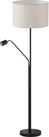 Fischer & Honsel Stehleuchte, Teramo | schwarz, sandfarben Leinen | H: 170 cm, A: 50 cm| mit Zugschalter | 3x E27 max. 40W ohne Leuchtmittel| mit Fassungschalter | 1x 