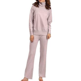 Generic Ensemble Sport Tricot Ensemble Femme Chic Et Elegant Hiver 2 Piece Oversize Tendance Randonn&eacute;e Sportswear &Agrave; Manches Longues Pull + Running Pantalon Sp