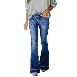 Generic Bootcut Y2K Streetwear Jeans pour femme Taille haute Pantalon &eacute;vas&eacute; r&eacute;tro stretch Skinny Denim Pantalon confortable Long &agrave; enfiler Casual Pantalon de 