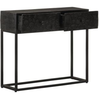 vidaXL Konsolentisch Schwarz 90x30x76 cm Massivholz Mango und Eisen Vidaxl