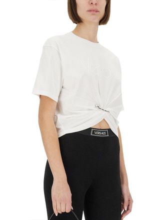 Versace Safety Pin Design T-Shirt - White