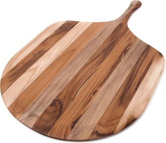 Teakhaus TeakHaus Canoe Pizza Brett Teakholz mit Griff | 53 x 32,5 x 1,5 cm | Nachhaltiges, FSC-zertifiziertes Pizza Holzbrett zum Schneiden und Servieren | Se