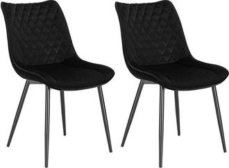Woltu Esszimmerstühle 2er Set Küchenstuhl Polsterstuhl Wohnzimmerstuhl Sessel mit Rückenlehne, Sitzfläche aus Samt, Metallbeine, Schwarz - Woltu