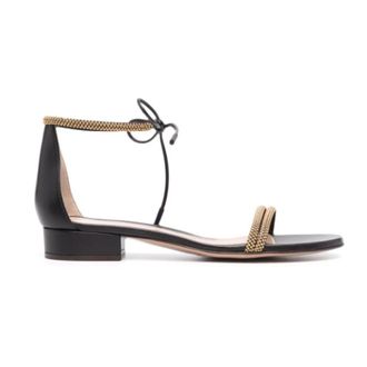 Gianvito Rossi Schwarze Ledersandalen mit Applikationsdetails - - Shoes - Damen - Schwarzk - 36 1/2 EU
