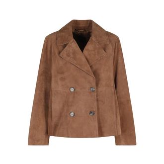 Max Mara Femme, Vestes, Brun, Taille: 38 FR Giacca in pelle