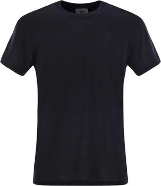 PT01 Pt01, Homme, Tops, Bleu, Taille: M T-Shirt en Jersey de Coton et Soie Deluxe