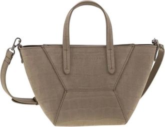 Brunello Cucinelli Femme, Sacs, Brun, Taille: ONE Size Sac cabas bandouli&egrave;re en cuir textur&eacute;
