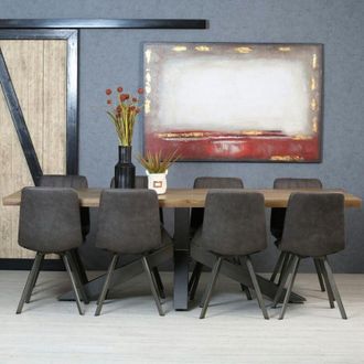 Pier Import Pier Import - Table pied central bois de ch&ecirc;ne et m&eacute;tal 240 cm hudson