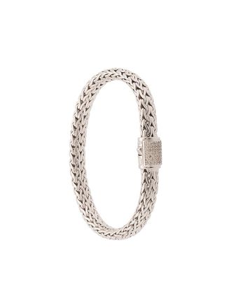 John Hardy Classic Chain 7,5 mm Armband mit Diamantpavé - Silber