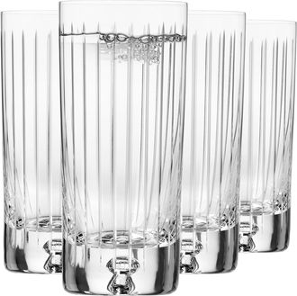 Krosno Wasser-, Saft- & Longdrinkgl&auml;ser 300 ml - 4er Set - Saga Kollektion - Kristallglas - Handgefertigt & Geschliffen - Geschenk